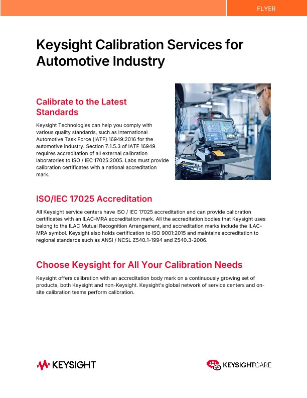 Calibration Services for Automotive Industry - Technical PDF Asset Page | Keysight